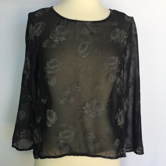 Zara | Tops | Zara Black Rose Highlow Top | Poshmark